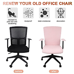 Tatuo 3 Pcs Computer Office Chair Cover Universal Rotating Chair Slipcovers Protector Removable Washable Office Chair Armrest Covers with Zipper for High Back Chair Seat Backrest Pads, Large, Pink