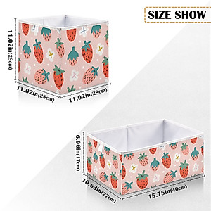 Kigai Storage Basket Cute Strawberry Foldable Storage Bin 15.8 x 10.6 x 7 Inches Cube Storage Baskets Box for Shelves Closet Laundry Nursery Bedroom Home Decor