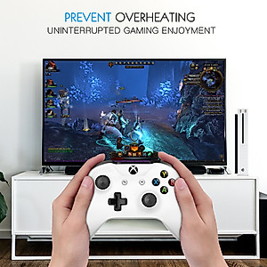 MoKo Xbox One S Cooling Fan, Built-in 3 High Speed Fans, 2-Port USB Charing & Data Syncing, L/H Fan Speed Switch for Xbox One S Gaming Console, White