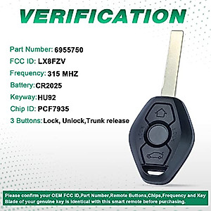 Beefunny 315/433MHz Adjustable ID44 Chip EWS System Remote Car Key Fob 3 Button for BMW 325 330 318 525 530 540 E38 E39 E46 M5 X3 X5 (1)