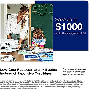 Epson EcoTank ET-2850 Wireless All-in-One Inkjet Color Printer, 4800x1200 dpi, Duplex Printing, Mobile Photo Printing, 1.44" Color LCD Display, Cartridge-Free, White, Bundle with Printer Cable