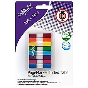 Snopake Index Tab PageMarkers with Colour Coded Tips 45 x 8 mm - 160 Tabs - Assorted [Ref: 15845]