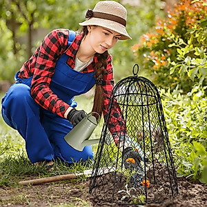 TAOMENNI (6 Packs) 14" D x 20" H Garden Cloches for Plants, Plant Cloche and Cover, Wire Plant Protectors from Animals, Protection for Your Plants and Seedlings, Heavy-Duty – Black