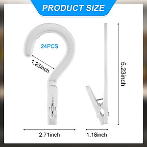 24PCS Laundry Hooks with Clips Plastic Clothes Pins Super Strong Hanger Clips Boot Hangers Towel Clips Laundry Clips for Bathroom Travel Portable(White)