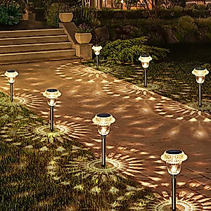 COZY-PAVILION 8 Pack Glass Garden Lights Solar Powered Waterproof Decorative Landscape Path Lights Yard Lights Outdoor LED Garden Stakes Lights for Patio, Walkway, Driveway, Pathway