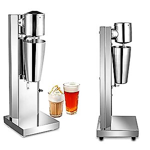 Milkshake Maker Machine Commercial Milk Shake Maker Mixer, Milkshake Machine Electric Drink Mixer, Single Head Milkshake Blender Stainless Steel Two-Speed 110V 180W 18000rmp (US Plug)