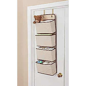 Delta Children 4 Pocket Over The Door Hanging Organizer - 2 Pack, Easy Storage/Organization Solution - Versatile and Accessible in Any Room in the House, Beige