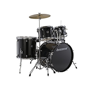 New Ludwig LC170 Accent Fusion Complete 5 Piece Drum Set Kit with Hardware & Cymbals (Black)