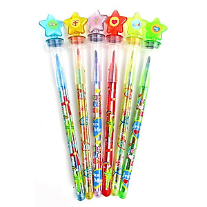 TINYMILLS 24 Pcs Religious Christian 2 in 1 Stackable Stacking Crayon with Extra Stamper Topper, Sunday School Classroom Rewards, Prizes, Christian Toys Sunday School Rewards