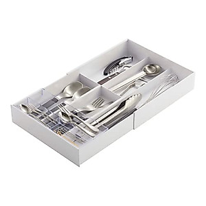 YAMAZAKI Home Expandable Cutlery Drawer Organizer - Kitchen Silverware Utensil Storage Tray, Plastic, Expandable, No Assembly Req.
