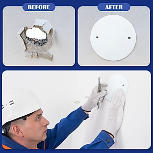 Metal Ceiling Blank Up Cover 5 Inch White Round Ceiling Cover Plate with 10 Mounting Screws to Cover Round/Octagon Box Openings in Ceilings or Walls (3 Pack, 3.5 Inch Holes Spaced)