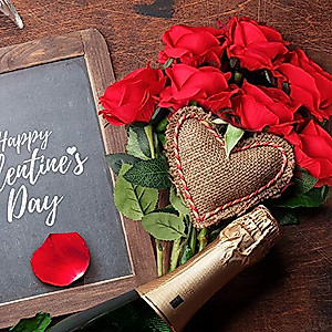 Mocoosy 12 PCS Red Rose Artificial Silk Flowers, Fake Roses with Long Stems Realistic Faux Rose Flower Bouquets for Wedding Decorations Bridal Shower Centerpieces Arrangement Party Home Table Decor