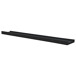 vidaXL Wall-Mounted Black Ledge Shelves, Set of 2, Lacquered MDF, Measuring 31.5"x3.5"x1.2", Suitable for Picture Frames and Decorations, Easy to Install