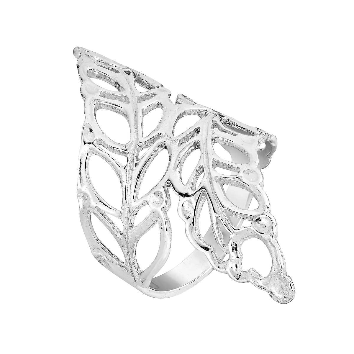 AeraVida Beautiful Exquisite Cut-Out Leaf-Leaves Wrap .925 Sterling Silver Chic Ring for Men Women - Size 6