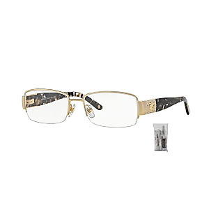 Versace VE1175B 1002 53MM Gold/Gold Rectangular Eyeglasses for Women + BUNDLE With Designer iWear Eyewear Kit