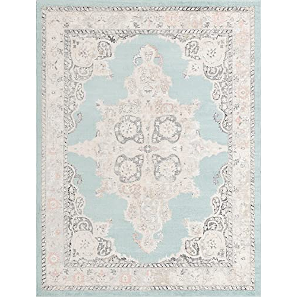 Unique Loom Parker Collection Area Rug - Merakli (9' x 12' Rectangle, Aqua/Beige)