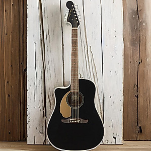 Fender Redondo Player Acoustic Guitar, with 2-Year Warranty, Jetty Black, Walnut Fingerboard