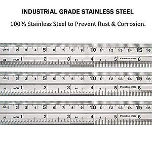 Ruler Metal Straight Edge Ruler Stainless Steel Ruler 16 Inch Ruler Set Rulers Bulk 2 Pack