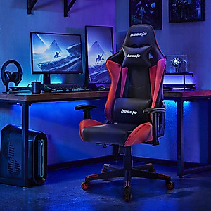 Hosote Ergonomic Gaming Chair for Adults, High Back Racing Computer Gaming Chair, E-Sports Gamer Chair, Big and Tall Video Gaming Chair, PU Leather Desk Chair Task Chair Office Chair(Red)