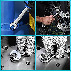 DURATECH 52-Piece Combination Wrench Set, 32PCS Combo Wrench Set & 20PCS Stubby Wrench Set, SAE & Metric, CR-V Steel, with Rolling Pouch