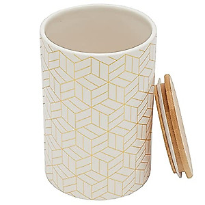 Home Basics Cubix X-Large Ceramic Canister with Bamboo Top