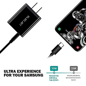 30W USB C Super Fast Charger, ELECJET Super Fast Charging Block for Galaxy Note 10 Plus/Note 20 Ultra/S20 Ultra 5G/S21/A70/A71/A80/A90 5G/Z fold 2 5g/M31s/Tab S7 Plus, UL Listed Wall Charger