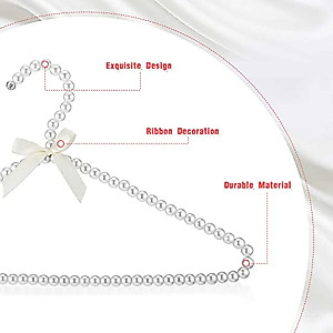12 Pieces Pearl Beaded Clothes Hanger Mini Small Pearl Clothes Hangers Pearl Beads Metal Elegant Clothes Hangers with Ribbon Standard Hangers for Kids Baby Children Pet Cat Dog Clothes (White)