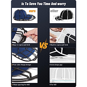 4 Pack Baseball Hat Washer Caps,Hat Cleaner Fit for Adult/Kid's Ball Hat Washer Frame Cage,Hat Protector Racks for Washing Machine（2 White 2 Black）