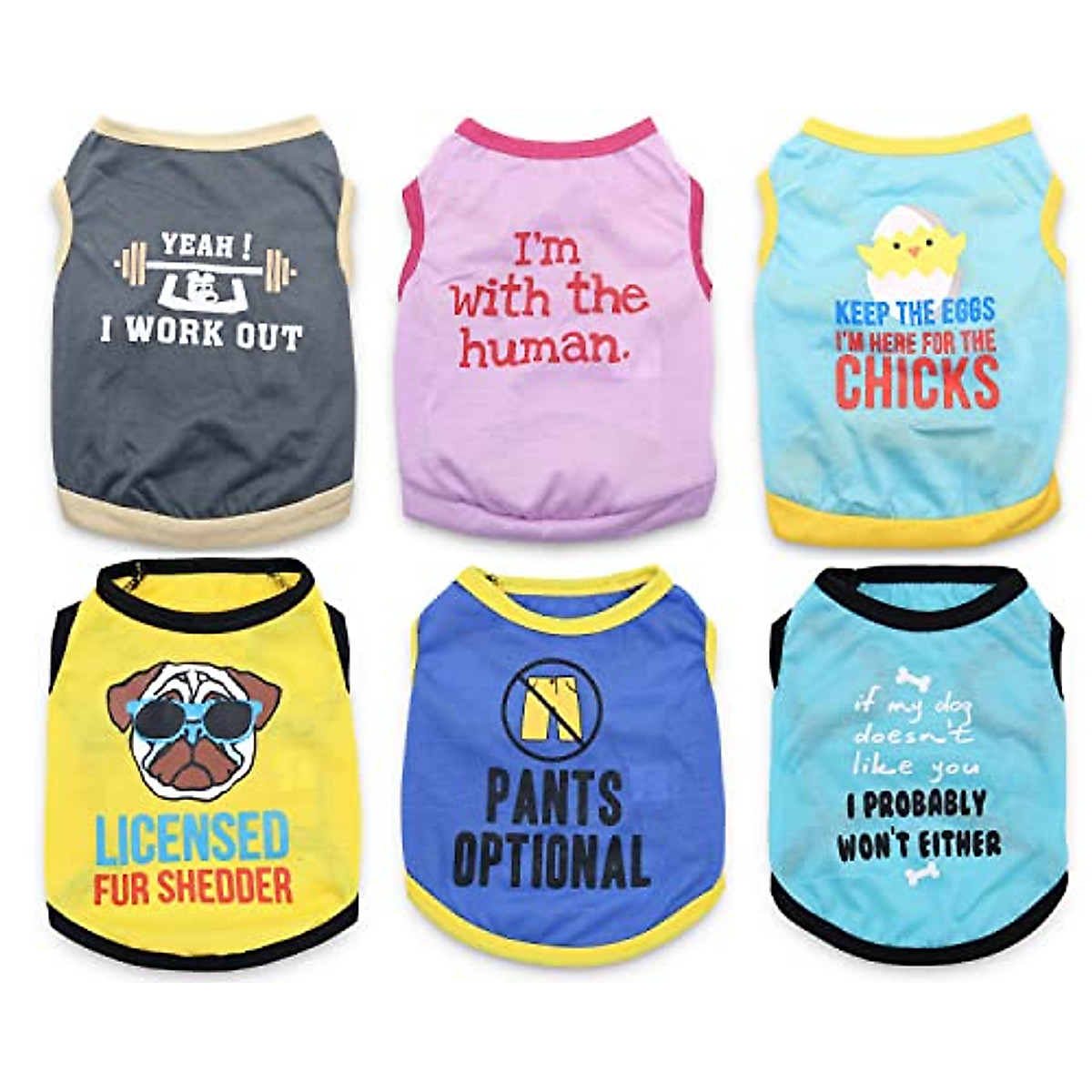 DroolingDog 6 Pieces Small Puppy T Shirt for Boy Dog Clothes Girl Puppy Shirts Breathable T-Shirt for Small Dogs Girls Boys Chihuahua Clothes Yorkie Tshirts