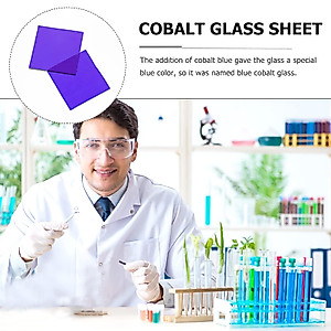 UKCOCO Microscope Slides 2pcs Blue Cobalt Glass Sheet Labs Flame Reaction Glass Plate Sheet Chemistry Experiment Supplies (5X5cm)