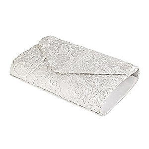 TOPCHANCES Womens Evening Clutch Ladies Floral Lace Envelope Handbags Wedding Bridal Purse Bag (White)