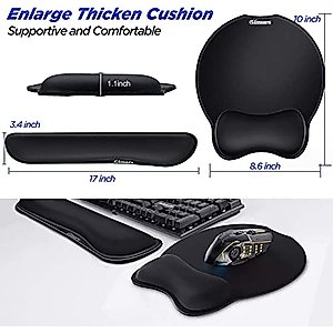 Gimars Ergonomic Mouse Pad Wrist Support, Upgrade Enlarge Superfine Fibre Soft Smooth Keyboard Wrist Rest, Comfortable Memory Foam Wrist Rest for Computer, Laptop, Mac, Gaming, Office and Pain Relief