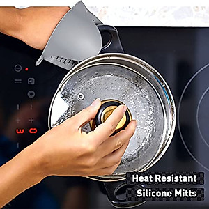 12 Pack Silicone Trivet Mats Hot Pads with Silicone Oven Mitts Non Slip Silicone Pot Holders Heat Resistant Trivet Pads Silicone Cooking for Kitchen Counter Table Placemats