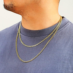 Nuragold 10k Yellow Gold 4.5mm Cuban Curb Link Chain Pendant Necklace, Mens Womens Jewelry 16" 18" 20" 22" 24" 26" 28" 30"