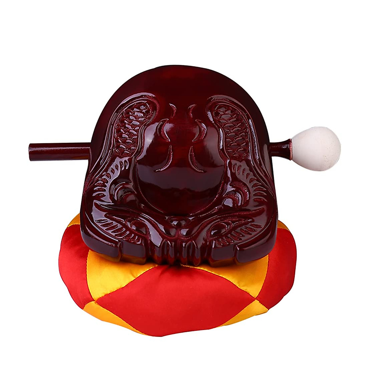 UXOWOXU Chinese Buddhism Temple Wooden Drum Block Musical Instrument with Mallet Solid Hardwood Percussion Rhythm Blocks