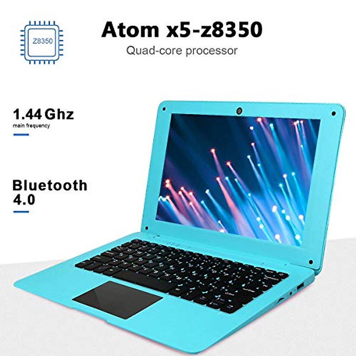 Tocosy Laptop 10.1Inch Quad Core Windows 10 HD Graphics Ultra Thin Computer PC, 2GB RAM 32GB Storage 1.92GHZ USB 2.0 WiFi Bluetooth HDMI IPS Display Notebook (Blue)