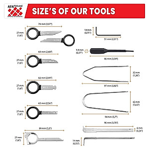 AFA Tooling Radio Removal Tool Kit | Works for Ford, Audi. VW, Mercedes and More - Car and Truck Stereo DIN | 20 Specialty Keys for Most Applications