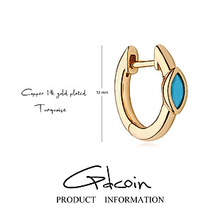 GDCOIN Gold Huggie Hoop Earrings for Women 14K Gold Plated Turquoise Diamond Cubic Zirconia Twist Spike Earrings Delicate Small Simple Hypoallergenic Jewelry Gift