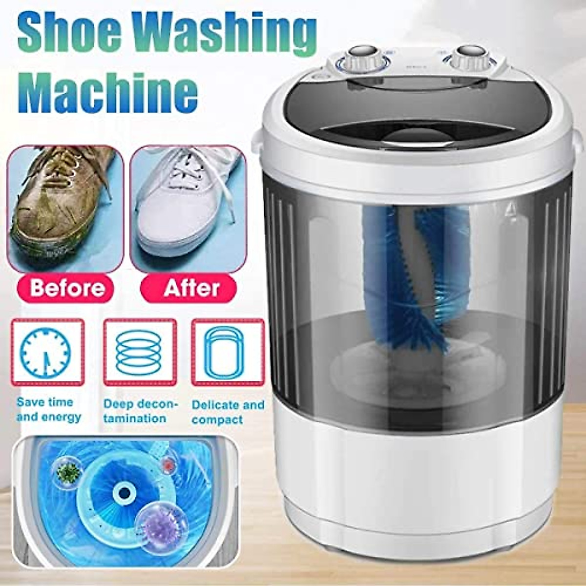 MISMORI Mini shoe washing machine, portable shoe washing machine, portable shoe washing machine, children's shoe washing machine, children's shoe washing machine, rotary controller 3 in 1 for children