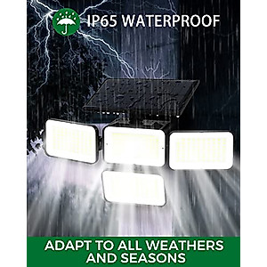 Mokot Solar Outdoor Lights, 288 LED IP65 Waterproof Motion Sensor Outdoor Lights with Remote Control, 4 Heads Solar Flood Lights for Garden Patio Yard Area Light - 2Pack