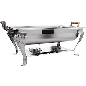 UZOURI Rectangle Chafing Dish Set, Stainless Steel Chafing Dish, Stainless Steel Food Warmer Buffet Dish Catering Pan, for Buffet Catering Kitchen Party