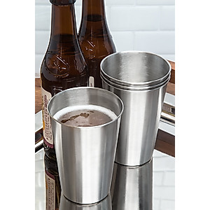 Outset Chillware Stainless Steel Beer Glasses, Set of 4, 16 Oz Drinking Cups