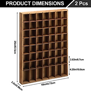 Barydat Shot Glass Display Case Wood Shot Glass Holder 56 Compartments Shot Glass Shelf Wall-Mounted Rustic Glass Bar Cabinet(Brown, 2 Pcs)