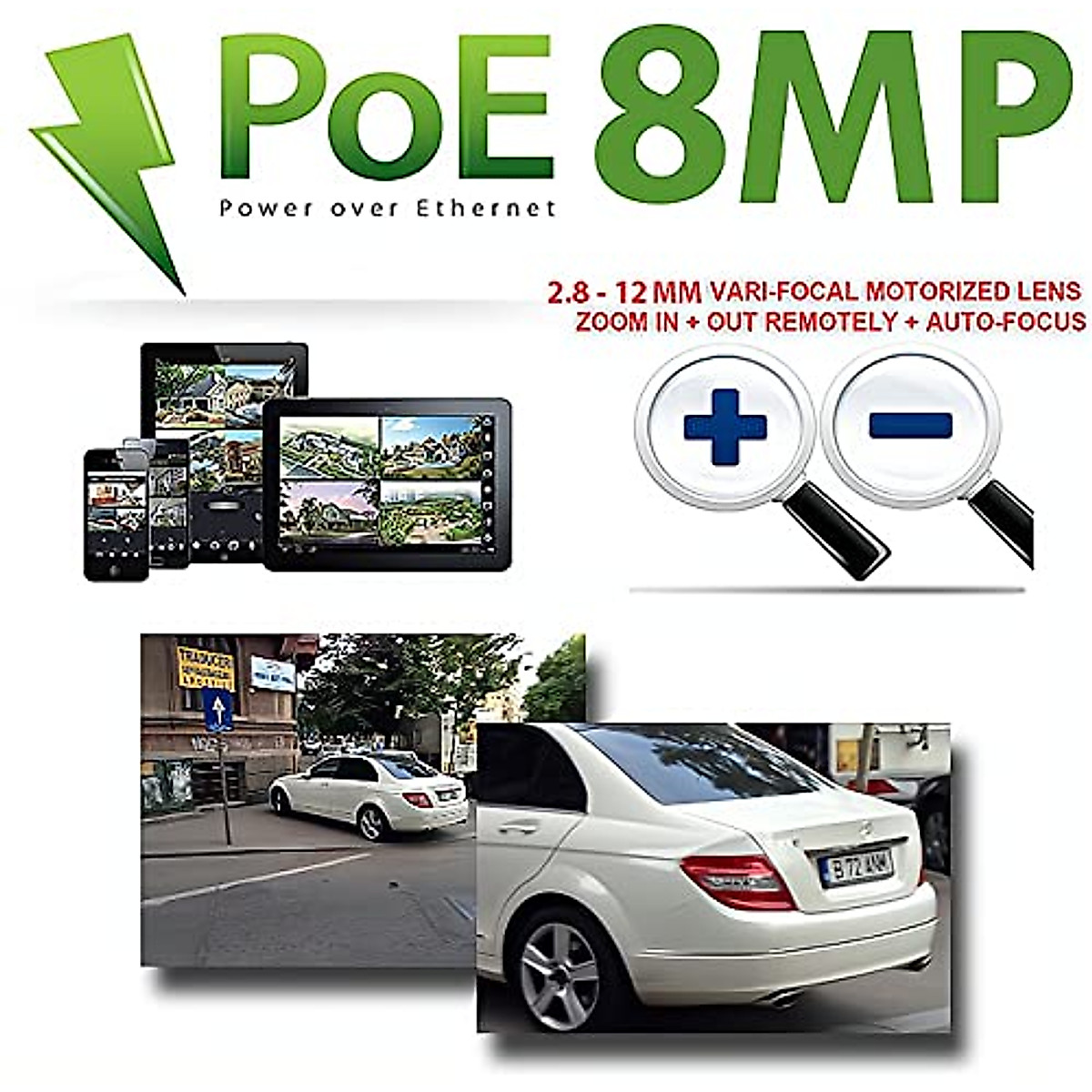 GW Security 8 Channel UltraHD 4K (3840x2160) Motorized Zoom NVR Security Camera System - 8 x 8MP 2.8-12mm 4X Optical Zoom Face Recognition/Human/Car AI Detection Waterproof Microphone IP PoE Cameras