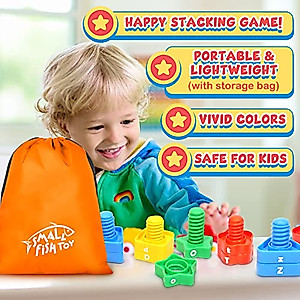 Letters Learning Matching Game | Fine Motor Skills Toy Set for Toddlers | 26 Alphabet Learning Toys with 52 pcs Nuts and Bolts Sorting & Stacking Toys, ABC learning Educational Montessori Toy for Kids
