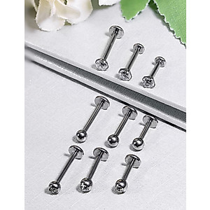 Vsnnsns 16G G23 Titanium Lip Rings for Women Labret Monroe Lip Rings Studs Nail Cartilage Tragus Helix Daith Rook Earrings Studs Ring Medusa Piercing Jewelry 6mm 8mm 10mm