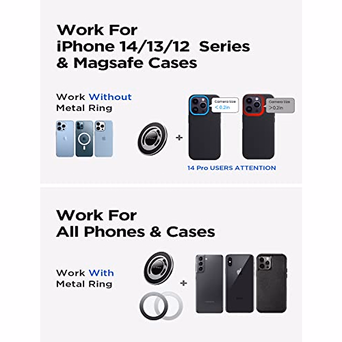 LISEN Compatible for Magsafe Car Mount for iPhone, 16 Strong Permanent Magnets Dashboard Phone Holder [Super Suction] iPhone Magsafe Car Mount Fit for iPhone 14 13 12 Pro Mini Magsafe Case All Phones