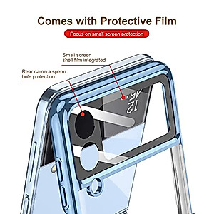 SHIEID Samsung Galaxy Z Flip4 Case with Hinge Protection, Crystal Hard PC Bumper Galaxy Z Flip 4 Crystal Case with Ring Transparent Cover for Samsung Galaxy Z Flip4, Mist Gold