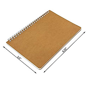HULYTRAAT Spiral Journal Blank Sketch Book Pad, 5.5 x 8.25 Inches A5, Kraft, 80-Page 40-Sheet Drawing Notebook 2-pack (NBP2)