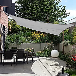ACCREST Sun Shade Sail Waterproof 6.5'×6.5' Rectangle Shade sail UV Block Canopy Shade Sail Awning for Patio Backyard Lawn Garden Outdoor Activities，Light Gray